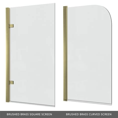 Drench Straight Single Ended Curved Bath And Brushed Brass Shower Screen