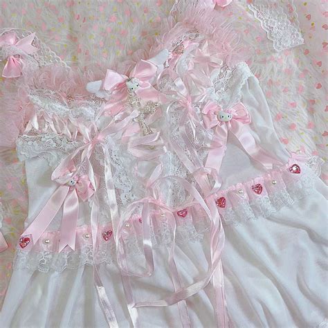 Coquette Sexy Bow Kitty Lace White X Pink Dress Lingerie Sugarplum Store