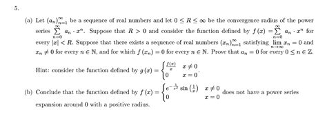 Solved A Let An N Be Sequence Of Real Numbers And Chegg