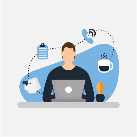 Man With Laptop And Icon Set Vector Design Vector Art At Vecteezy