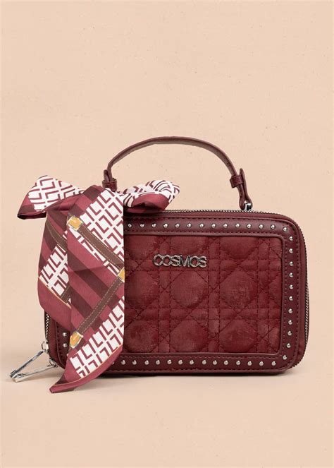 Bolso Manos Libres Color Vinotinto Con Detalle De Pañoleta Y Diseño Ac