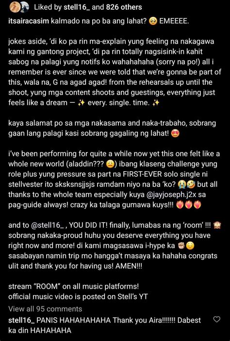 Miss Aira Casims Message On Stells First Single Room” Rsb19