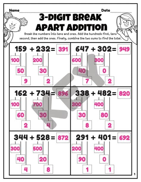 3 Digit Addition Worksheets Break Apart Method By Mama Says Sheets