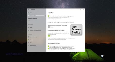 Snipping Tool Mit Der Taste Print Screen öffnen Windows 10