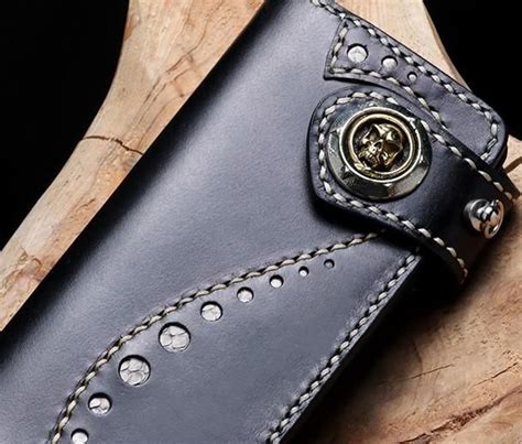 Handmade Leather Mens Chain Biker Wallet Cool Leather Wallet Long Phon