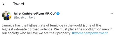 Minister Juliet Cuthbert Flynn Highlights That Jamaica Is One Of The Top Countries Where Men
