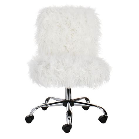 White Fur Office Chair At Home