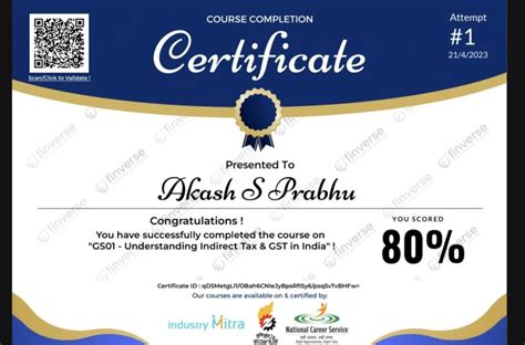 Akash S Prabhu On Linkedin Gst Indirecttax Certification