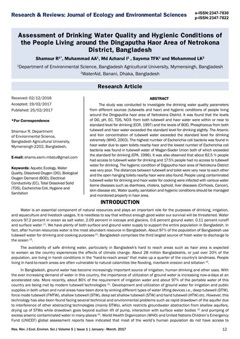 pdf assessment of drinking water quality