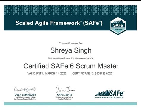 Safe Scrummaster Agile Continuousimprovement Lean Scrum… Shreya Singh Capm® Safe®