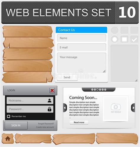 web ui elements design light gray stock vector illustration of round
