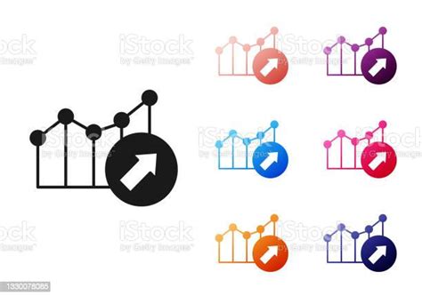 Black Financial Growth Increase Icon Isolated On White Background