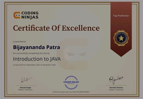 Completed My Java Course At Coding Ninjas Bijayananada Patra