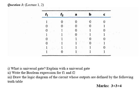 Solved Question 3 Lecture 1 2 I What Is Universal Gate