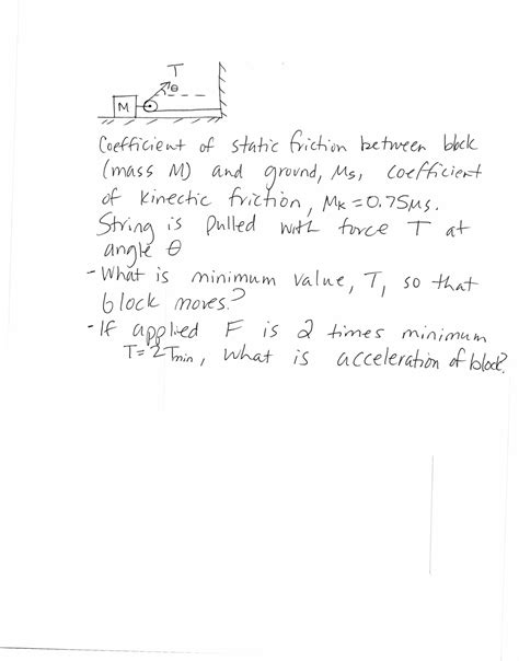 Solved Coefficient Of Static Friction Between Block Mass M