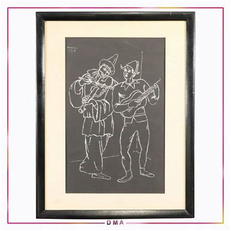 Pablo Picasso Vintage Lithograph Jester Musicians