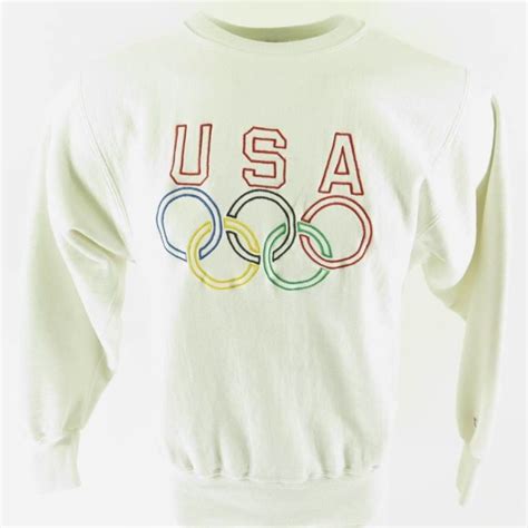 Vintage 80s Champion Olympics Sweatshirt Mens M Usa Cotton Reverse
