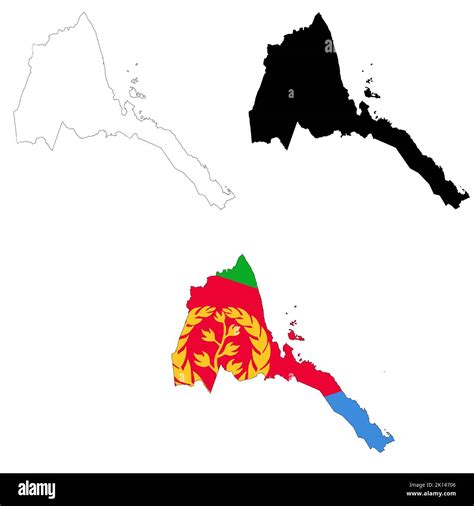 map of eritrea with flag flag of eritrea maps territory outline map eritrea flat style stock