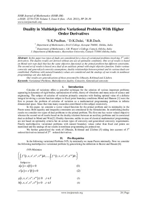 Pdf Duality In Multiobjective Variational Problem With Higher Order