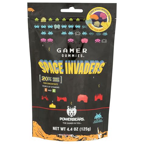 Powerbears Space Invaders Gamer Gummies 4 4 Ounce Bag 6 Per Case