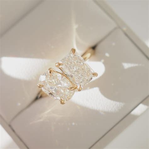 Oval And Radiant Moissanite Toi Et Moi Ring Two Stone Engagement Ring Etsy