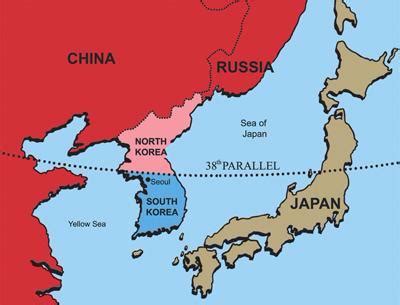 Korean War 38th Parallel Map