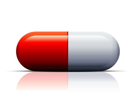 130 Close Up Shot Of A Round Pill On White Background Illustrations
