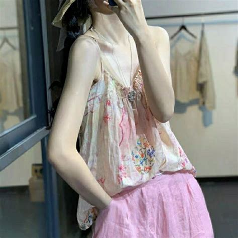 Breine เสื้อกั๊กผ้าฝ้ายผ้าลินินฤดูร้อนพิมพ์ลายสำหรับผู้หญิง สายเอี๊ยมลินินลำลองทรงหลวม503t250