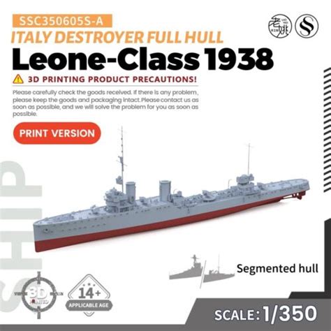 Ssmodel 1350 Military Model Kit Italy Leone Class 1938 Destroyer Full