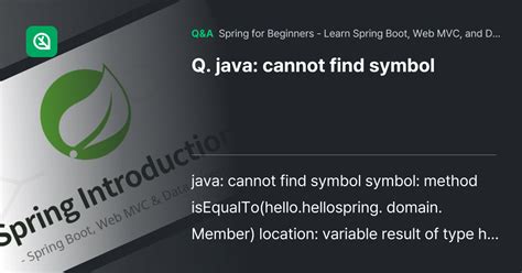 Java Cannot Find Symbol Inflearn Community Qanda