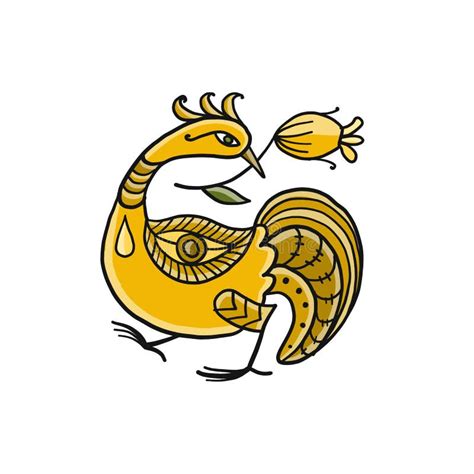 Magic Bird Isolated On White Art For Your Design Stock Vector