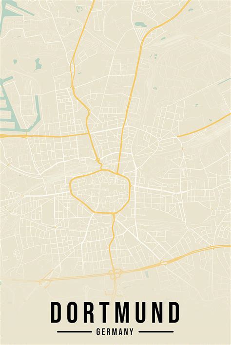 Dortmund Map Germany Day Version Aesthetic Minimalistic Digital Art By