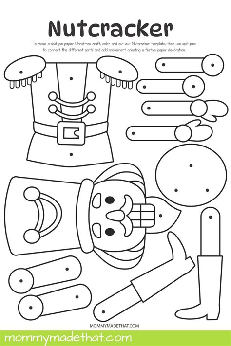 Nutcracker Split Pin Craft Free Printable Coloriage Noel Idée Noël