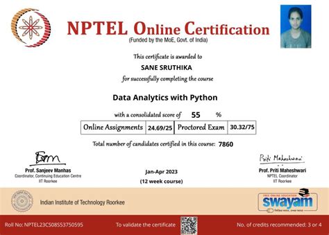 Sane Sruthika Reddy On Linkedin Nptel Certificateachievement