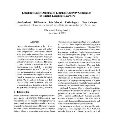 Language Muse Automated Linguistic Activity Generation For English Language Learners Acl