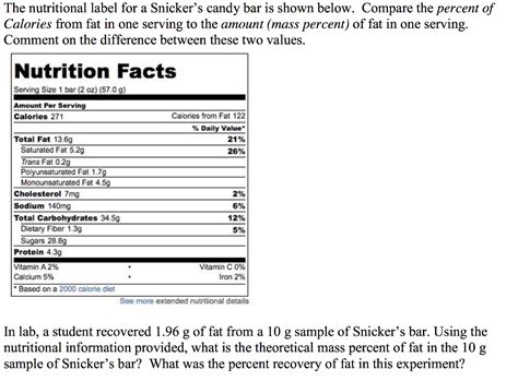 35 Snickers Nutrition Facts Label Labels Database 2020