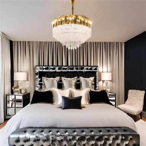 17 A Hollywood Regency Inspired Bedroom With Mirrored Furniture A