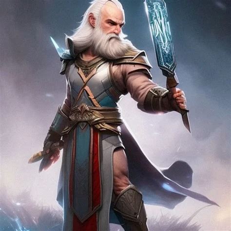 Ai Art Generator Old Dwarf Cleric Grey Beard Bald Weilding Flail