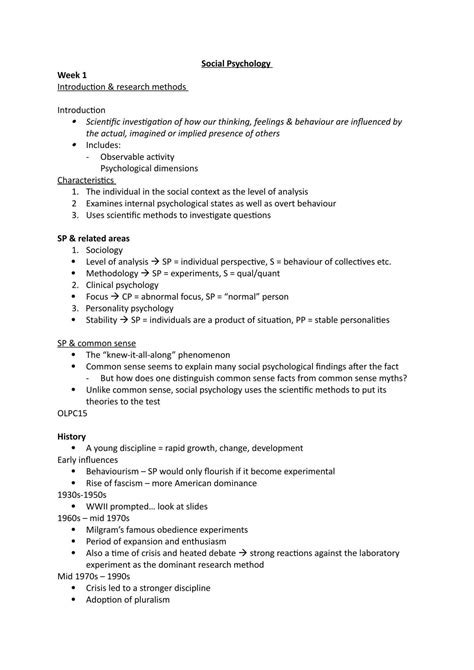 Social Psychology Study Guide Psy30009 Social Psychology