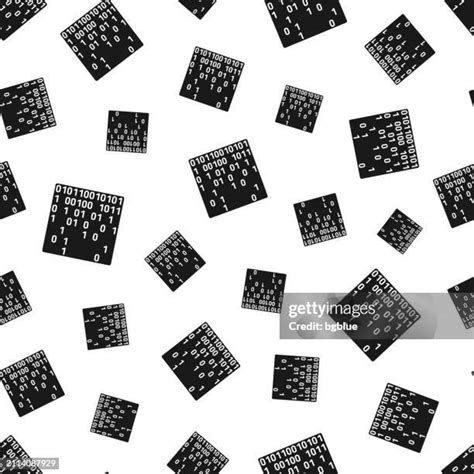 Falling Binary Code Seamless Pattern Icons On White Background High Res