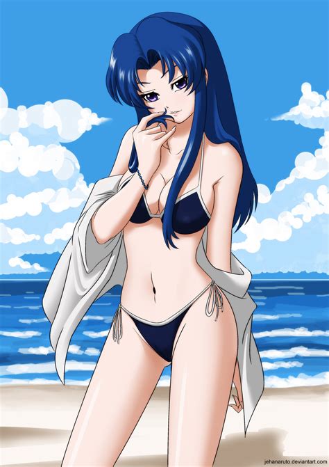Rule 34 Artist Request Beach Bikini Blue Eyes Blue Hair Bracelet Breasts Cleavage Clothing