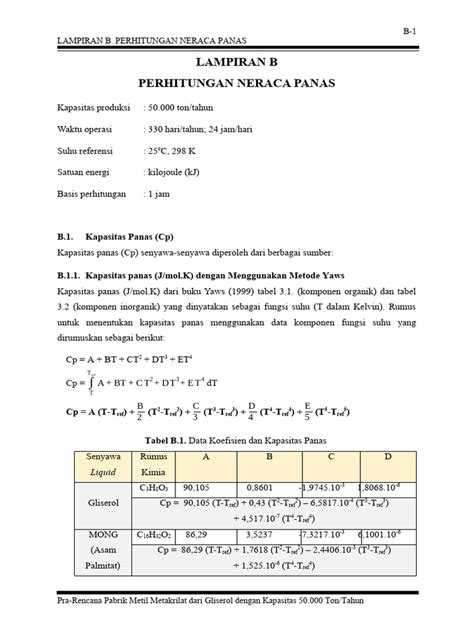 Lampiran B Perhitungan Neraca Panas Pdf