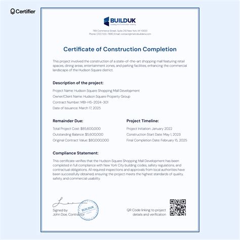 15 Construction Completion Certificate Templates