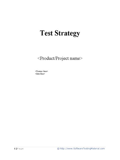 Test Strategy Pdf Software Testing Information Technology Management
