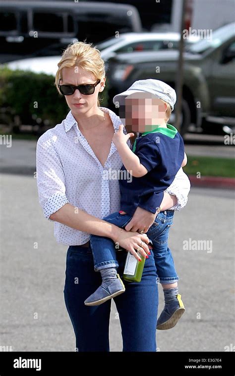 January Jones Takes Her Son Xander To Have Hair Cut In Beverly Hills