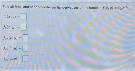 Solved Find All First ﻿and Second Order Partial Derivatives