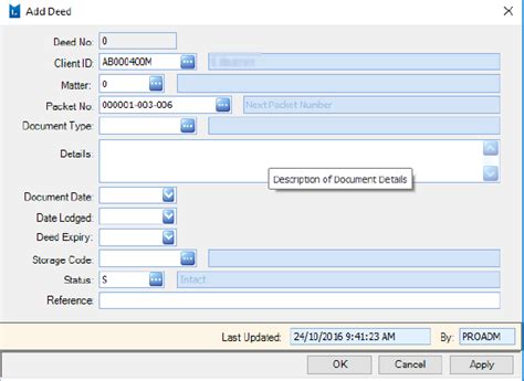 Adding A Deed Record For An Entity Lawmaster Support