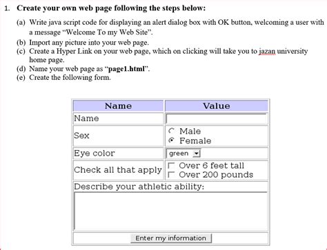 solved 1 create your own web page following the steps