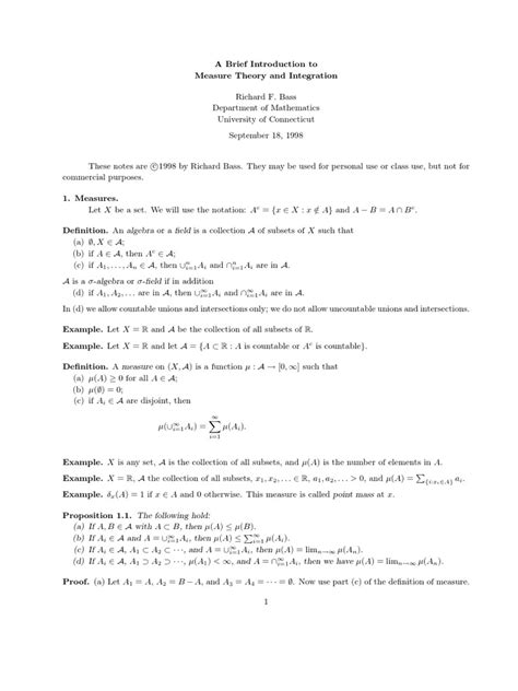 a brief introduction to measure theory and integration bass richard f