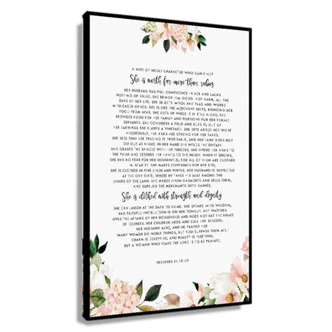 Proverbs 31 10 30 A Wife Of Noble Character Bible Verse Wall Art